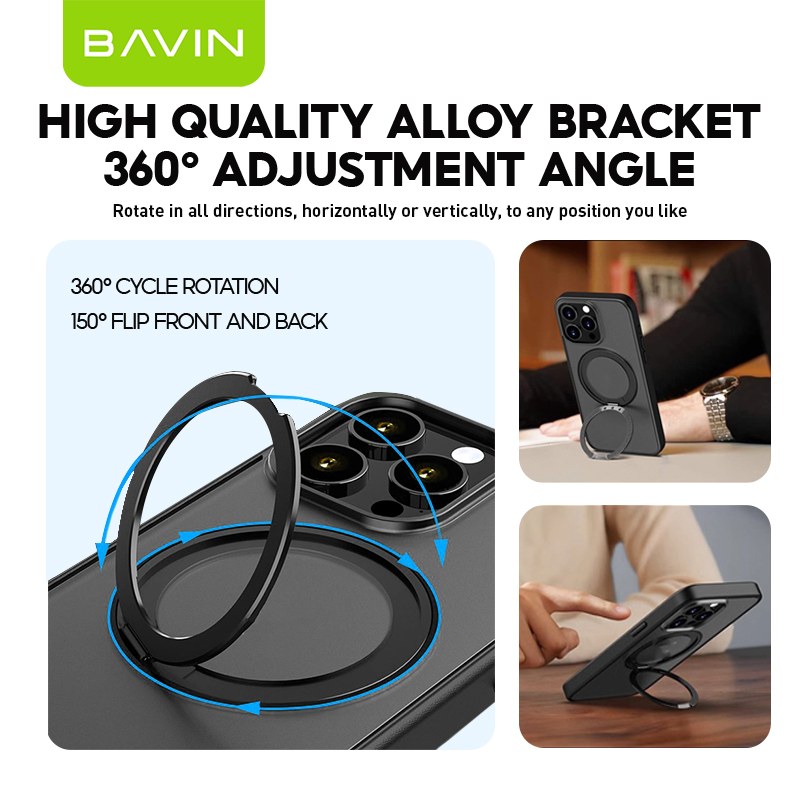 BAVIN YX301 Phone Case Transparent 360 Rotation Magnetic Ring iPh For ...