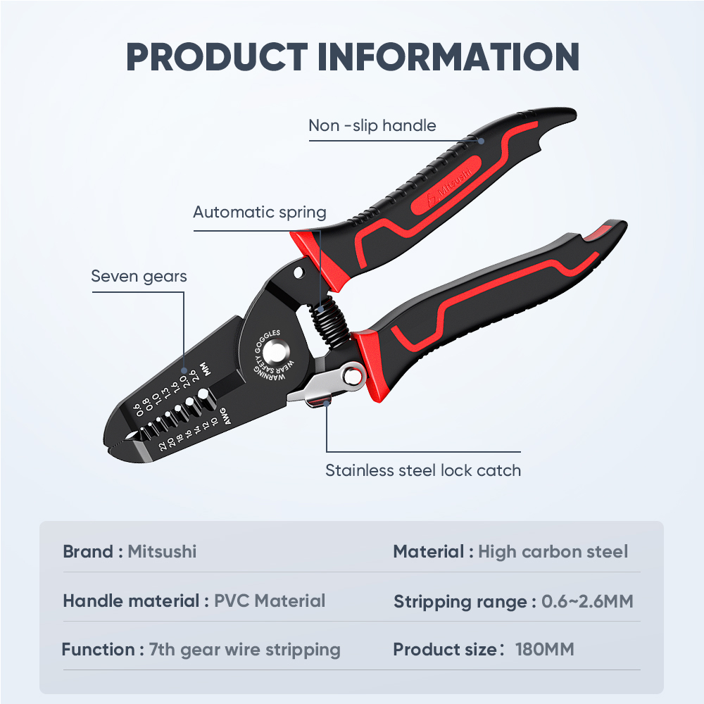 Mitsushi 7-in-1 Wire Stripper Wire Striper-upgrade Cutter Wire Stripper ...