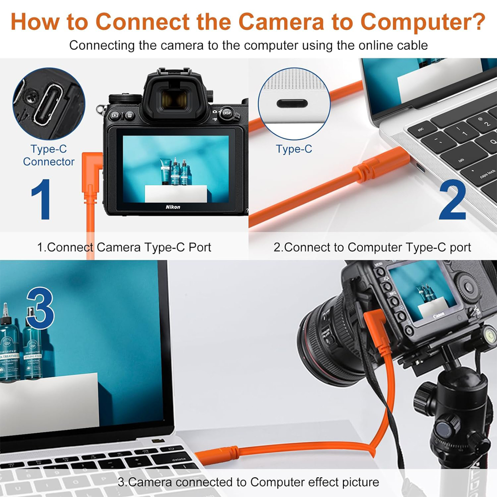 Pxel Tether USB Type-C Camera Cable for PC (Windows Only) & Sony Canon ...