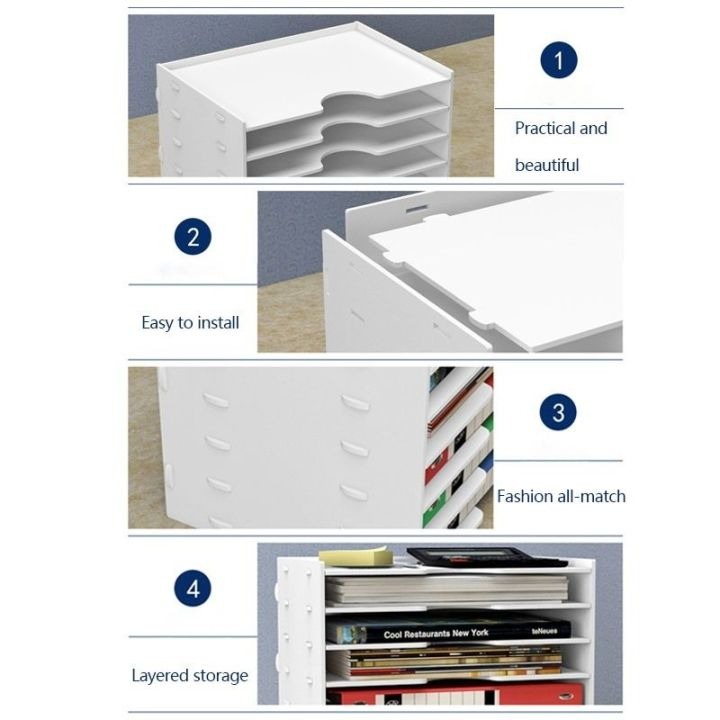 5 Layer Desktop File Holder Storage Box A4 Paper WPC File Rack Book ...