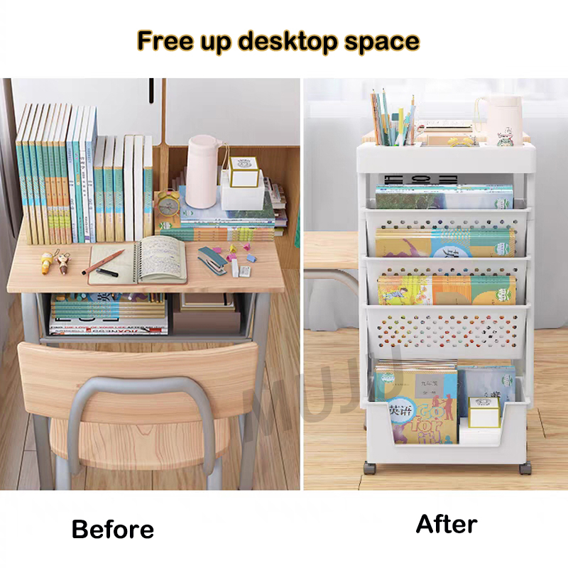 MUJU Office File Storage Rack Desk Side Stationery Trolley Silm Book ...