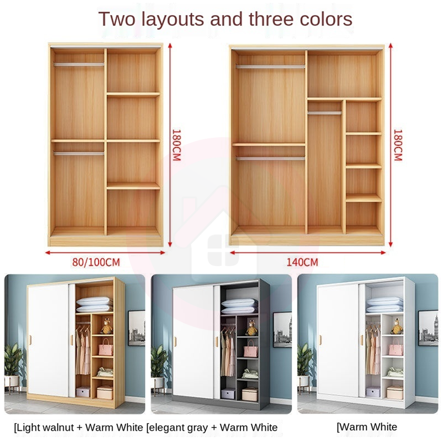 Cabinet for clothes Sliding Doors Wardrobe Cabinet Wooden Home Durable ...