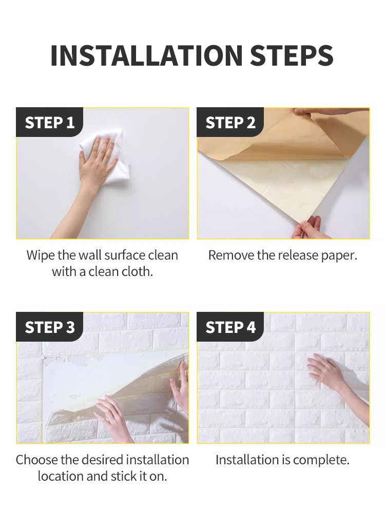 3D Self-adhesive Waterproof Moisture-proof Wallpaper for Background ...