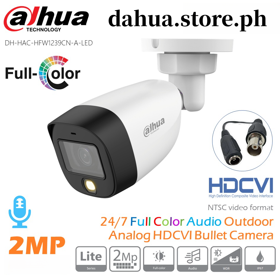 Dahua HD 2MP Full-color Bullet CCTV camera With Audio IP67 Outdoor ...