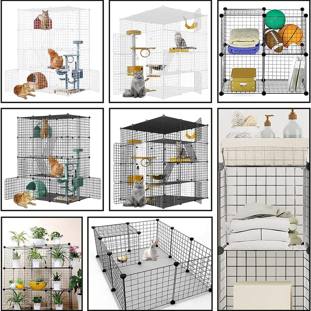 DIY Metal Anti-rust Cat Cage Cat Rabbit Cage easy assemble Foldable Pet ...