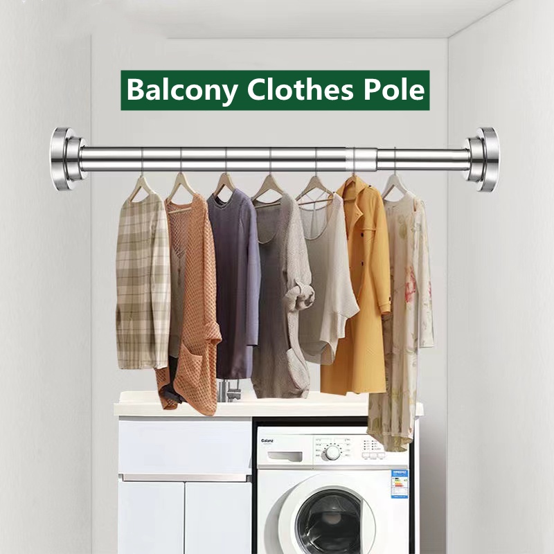 Stainless telescopic extendable rod for hanging cloth clothesline ...