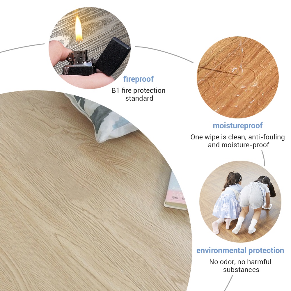 100PCS Wood Grain Vinyl Floor Sticker 91x15cm Self Adhesive PVC Tiles ...