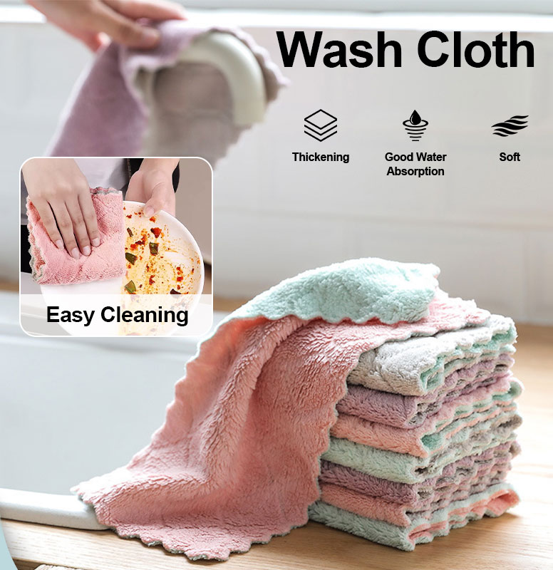 1PCS Kitchen Wash Cloth Microfiber Cotton Towel Auto Cleaning Drying ...
