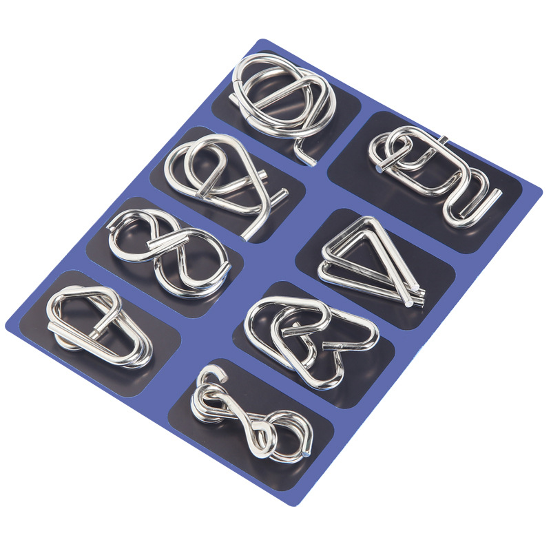Metal Wire Puzzle Set of 8 with Pouch,Brain Teaser IQ Test Iron Link ...