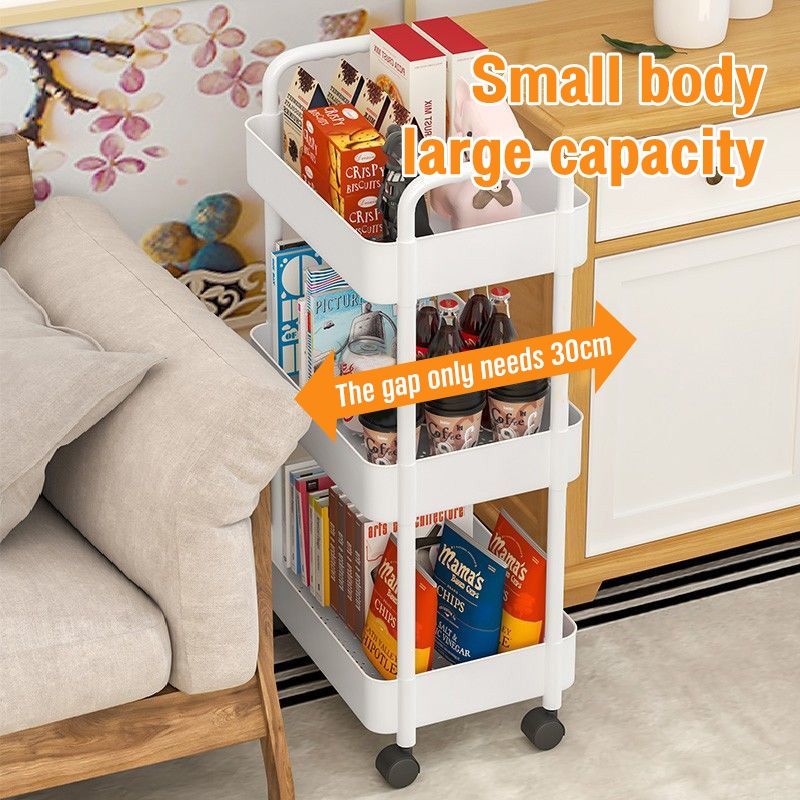 2/3/4 layer Trolley Cart Organizer Kitchen Rack Moving Rack Basket With ...