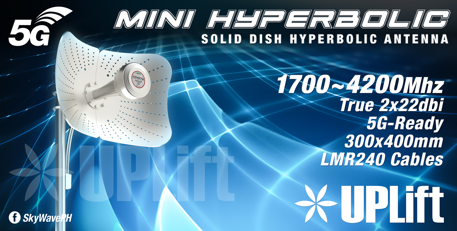 UPLift SkyWave Infinity Mini Hyperbolic Solid Dish 5G-Ready Wifi ...
