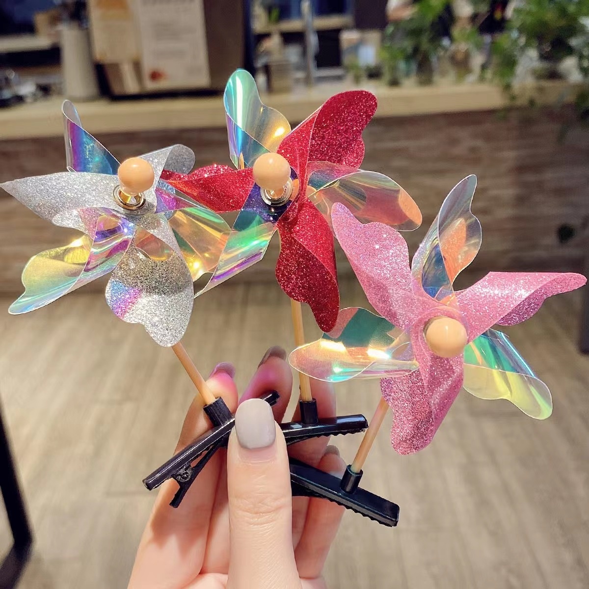 Children's Pinwheel Hairpin，Plastic Small Windmill Spinner Hairpins ...