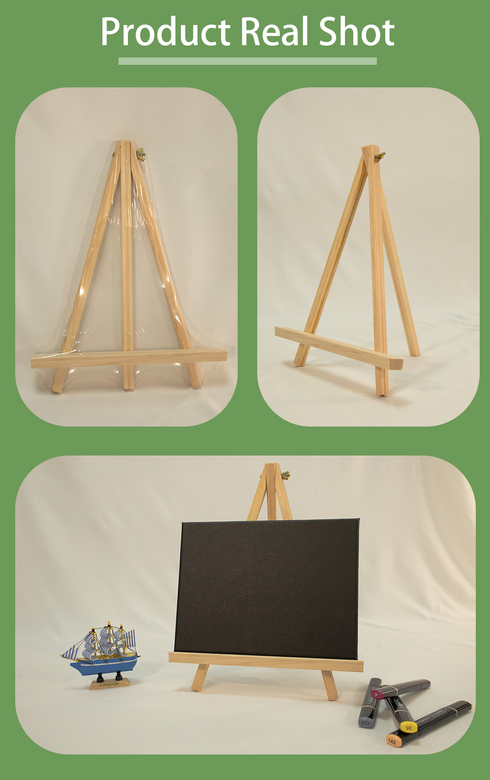 Solid Wood Tripod Adjustable Artist Wooden Triangular Display Painting ...