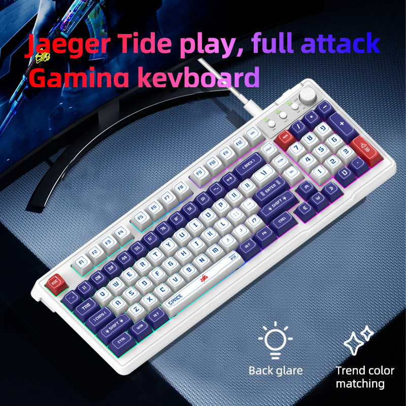 Zeus Wired Gaming Keyboard Mecha Gundam Style 98 Keys USB Mechanical ...