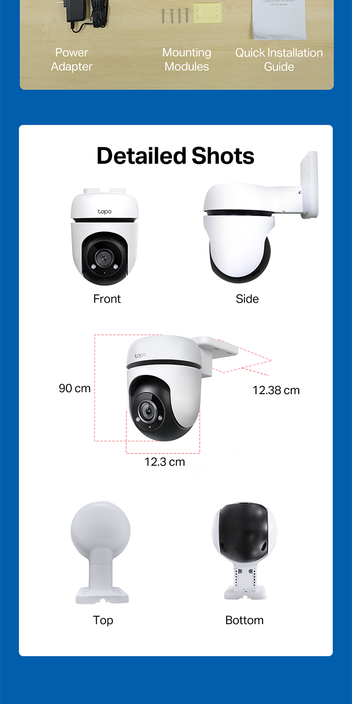 TP-Link Tapo TC40 1080P 2MP 360° Pan/Tilt Home Security IP65 Outdoor Wi ...