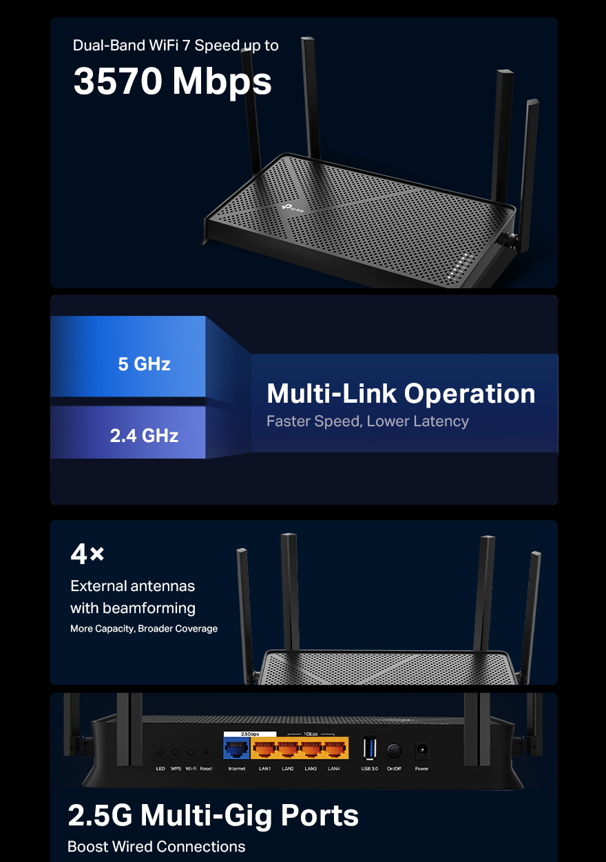 TP-Link | Archer BE230 | BE3600 | Dual-Band | Wi-Fi 7 | 2.5G | Multi ...