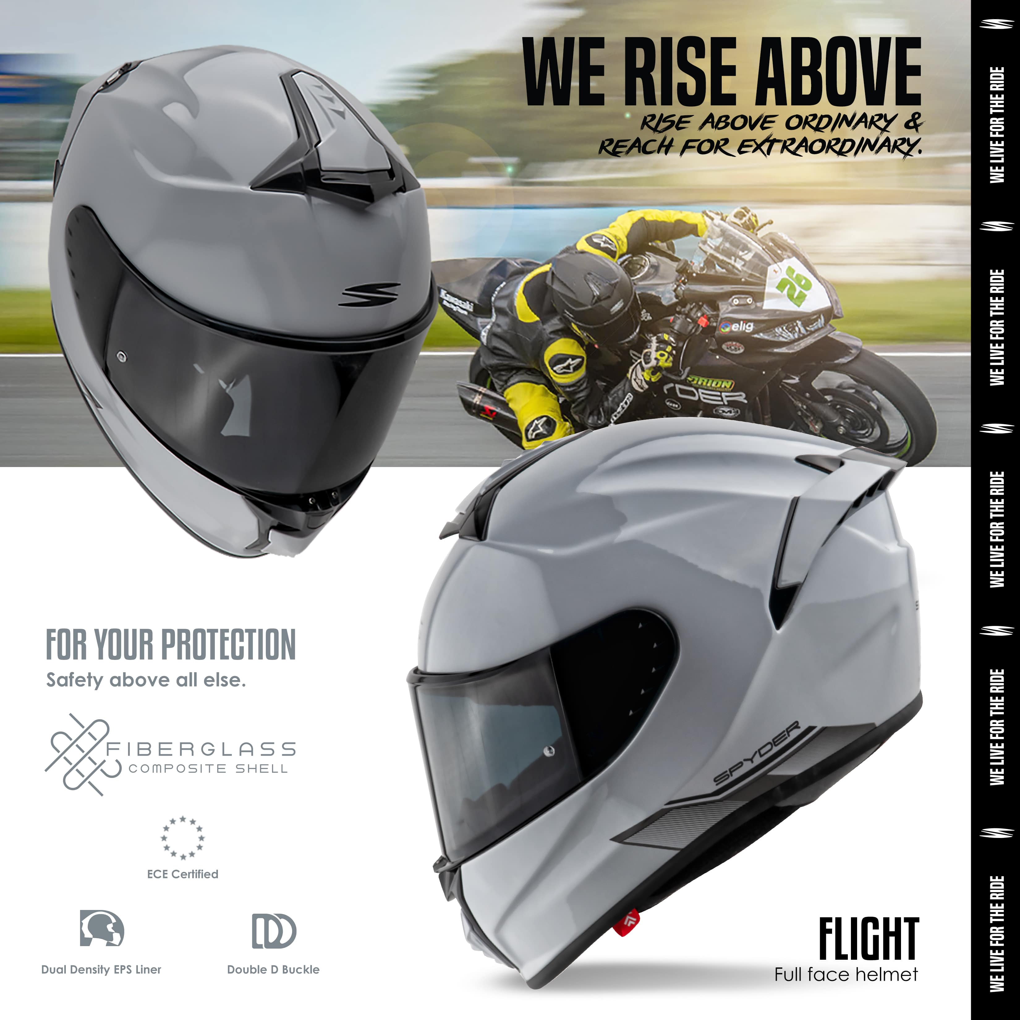 Spyder Flight PD S0A - Full Face Fiber Glass Helmet with Double D-Ring ...