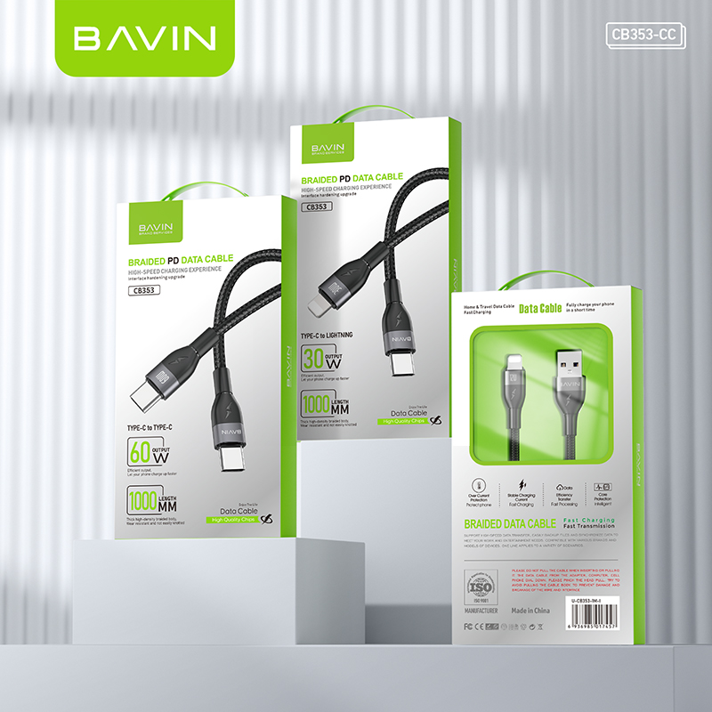 BAVIN CB353 60W 30W 18W 12W Fast Charging Data Cable 1 Meter Nylon ...