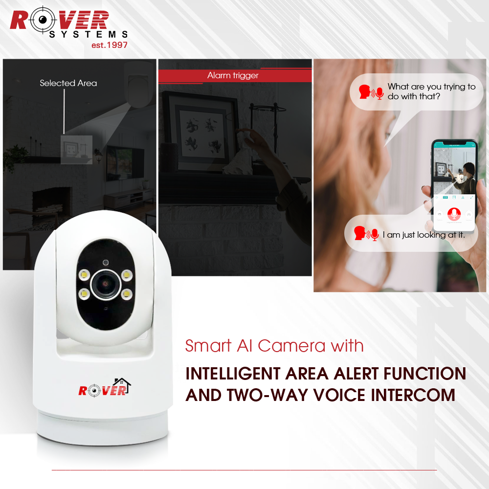 Rover Systems 3MP FULL COLOR Pan Tilt Indoor Home Security Wireless IP Smart CCTV Camera with ...