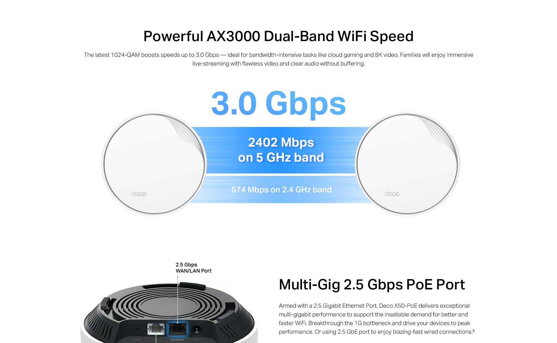 TP-Link | Deco X50-PoE | Dual Band | AX3000 | AI | Home Mesh | Wi-Fi 6 | Gigabit | PoE System ...