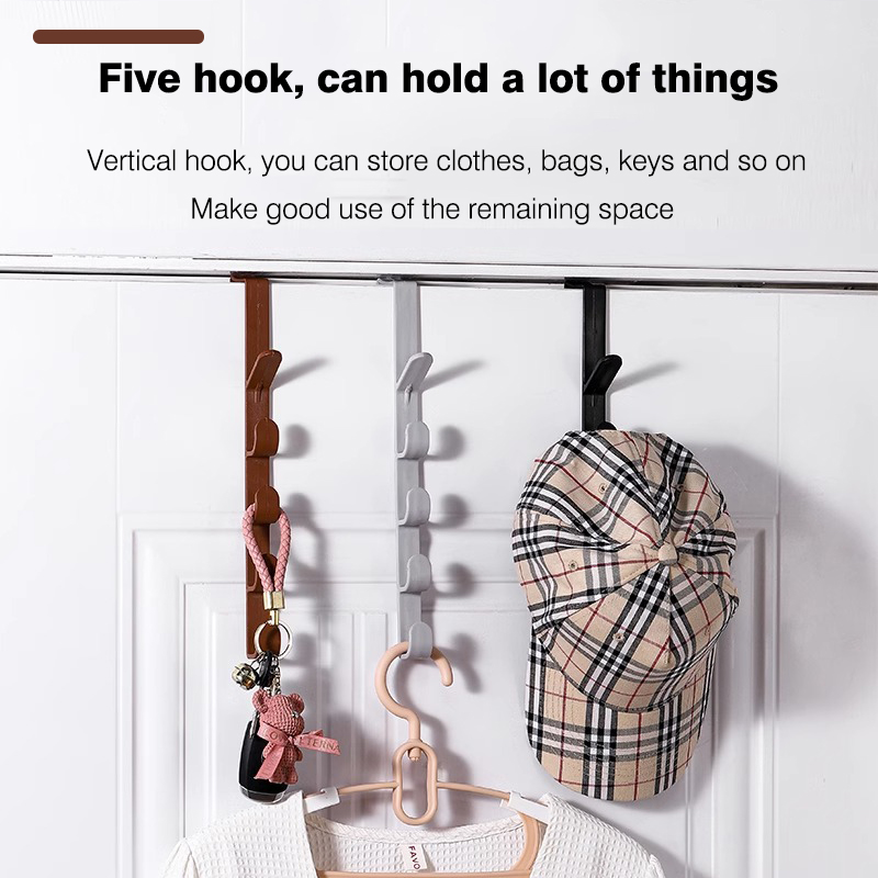5 Hooks Multifunctional Five-section Behind Wardrobe Room Kitchen ...