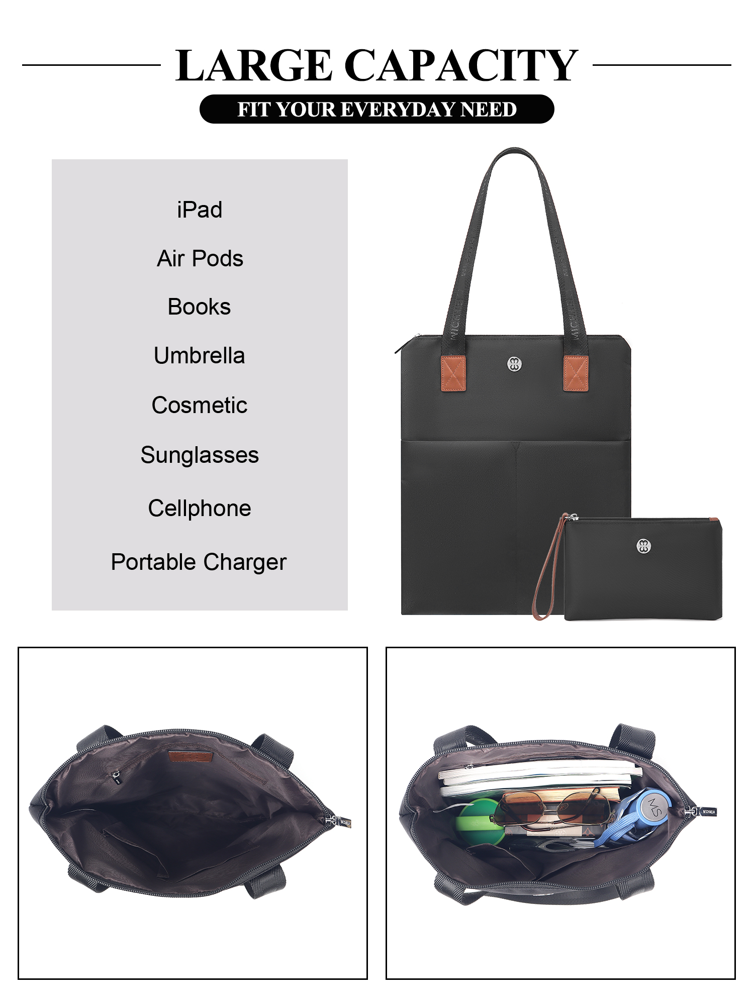 MICHAELA Tote Bag with Wallet 2 PCS Thicken Recycled Nylon 900D for ...