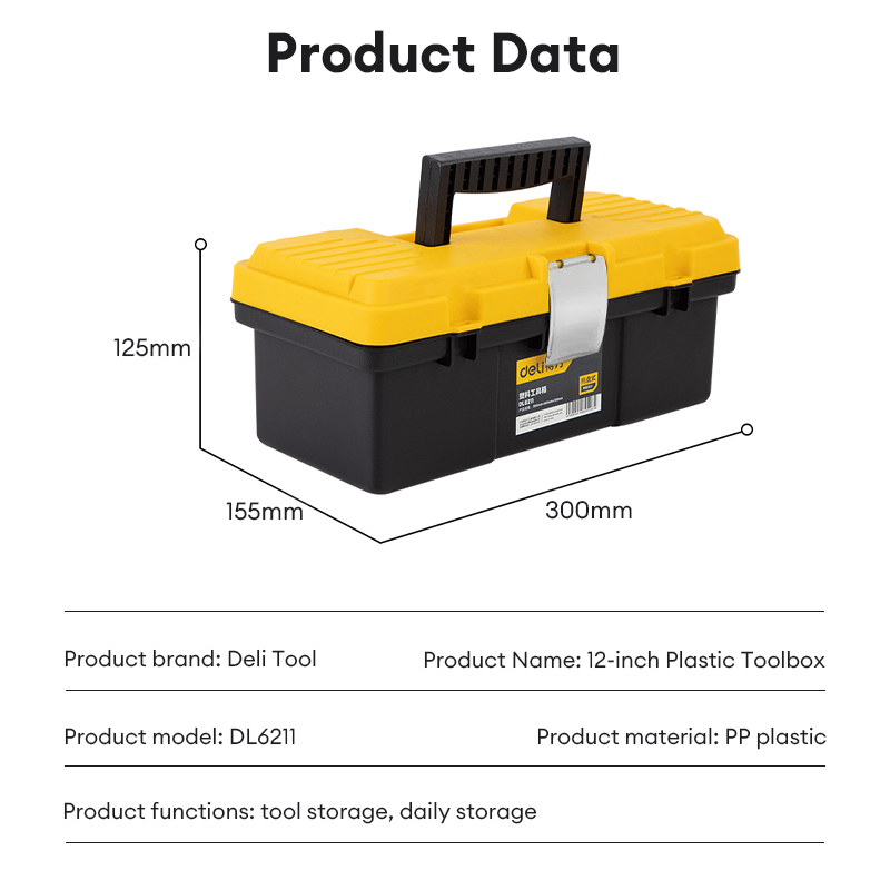 Deli Tool DL-TC270 Heavy Duty Storage Tool Box Multifunctional On-Board ...