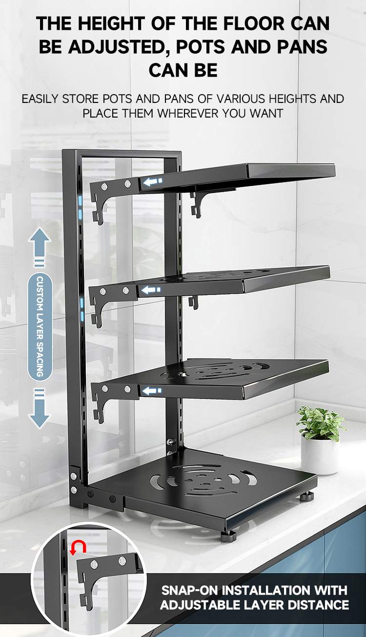 Evora 7 Tier Kitchen rack Kitchen Pan Organizer Pot Rack Adjustable ...