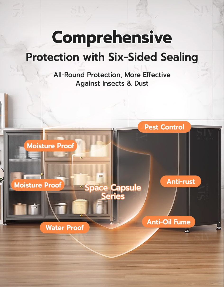 【Slate Tabletop】SIV Kitchen Island Cabinet Metal Pantry Display Cabinet ...