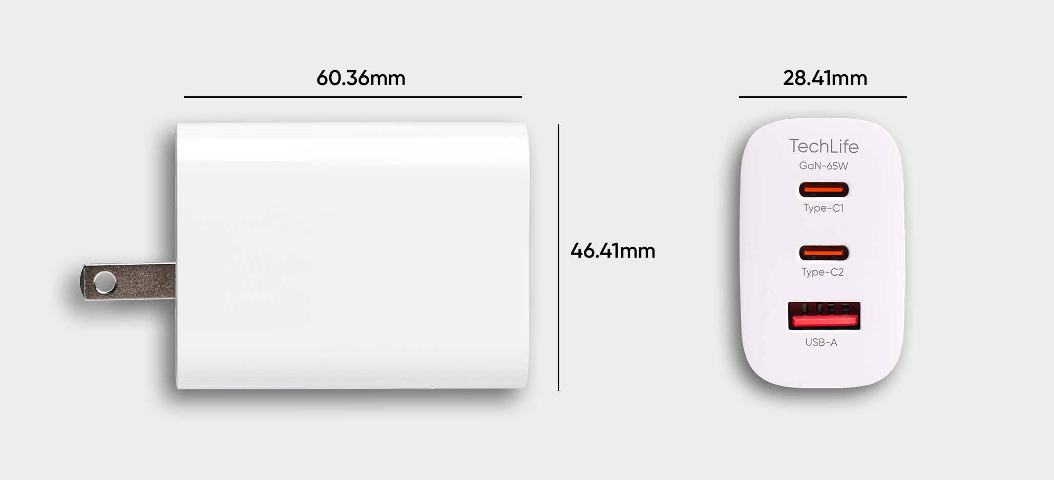 TechLife 65W 3-Port Charger | Fast Charging | Triple Ports Output ...