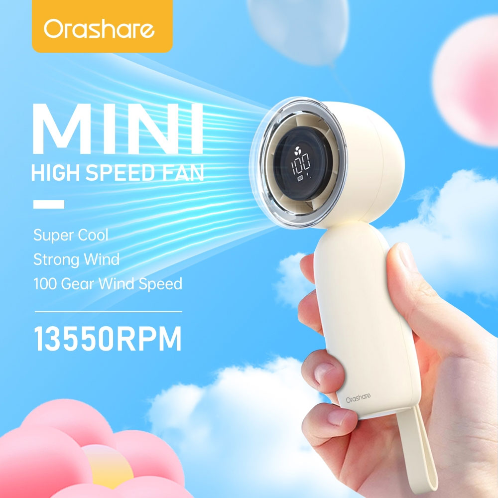 Orashare HF05 3000 mAh Mini Fan Rechargeable Handheld Strong Wind 100 ...