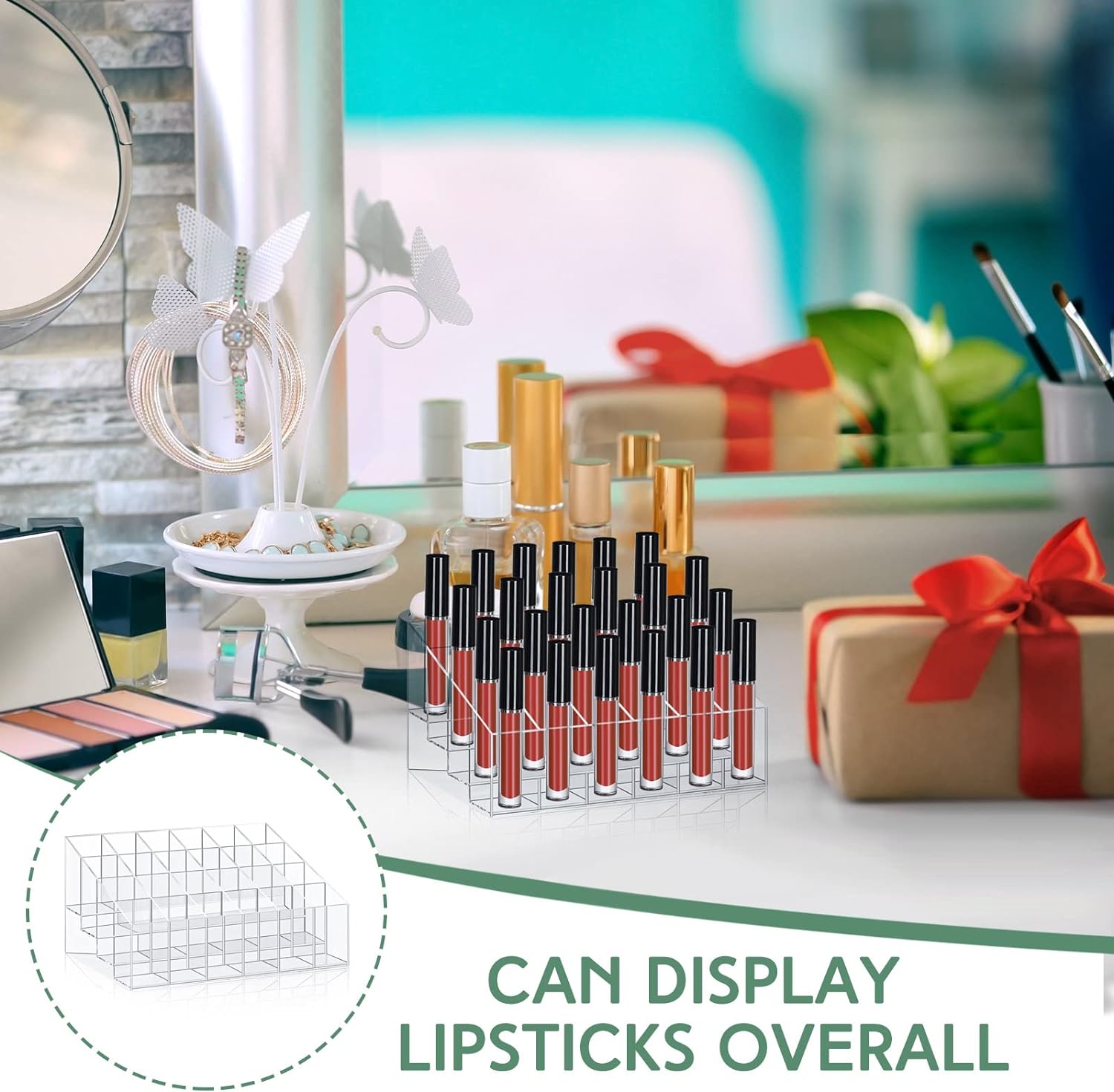 24 Slot Acrylic Multi Lipstick Vanity Makeup Brush Concealer Lipgloss ...