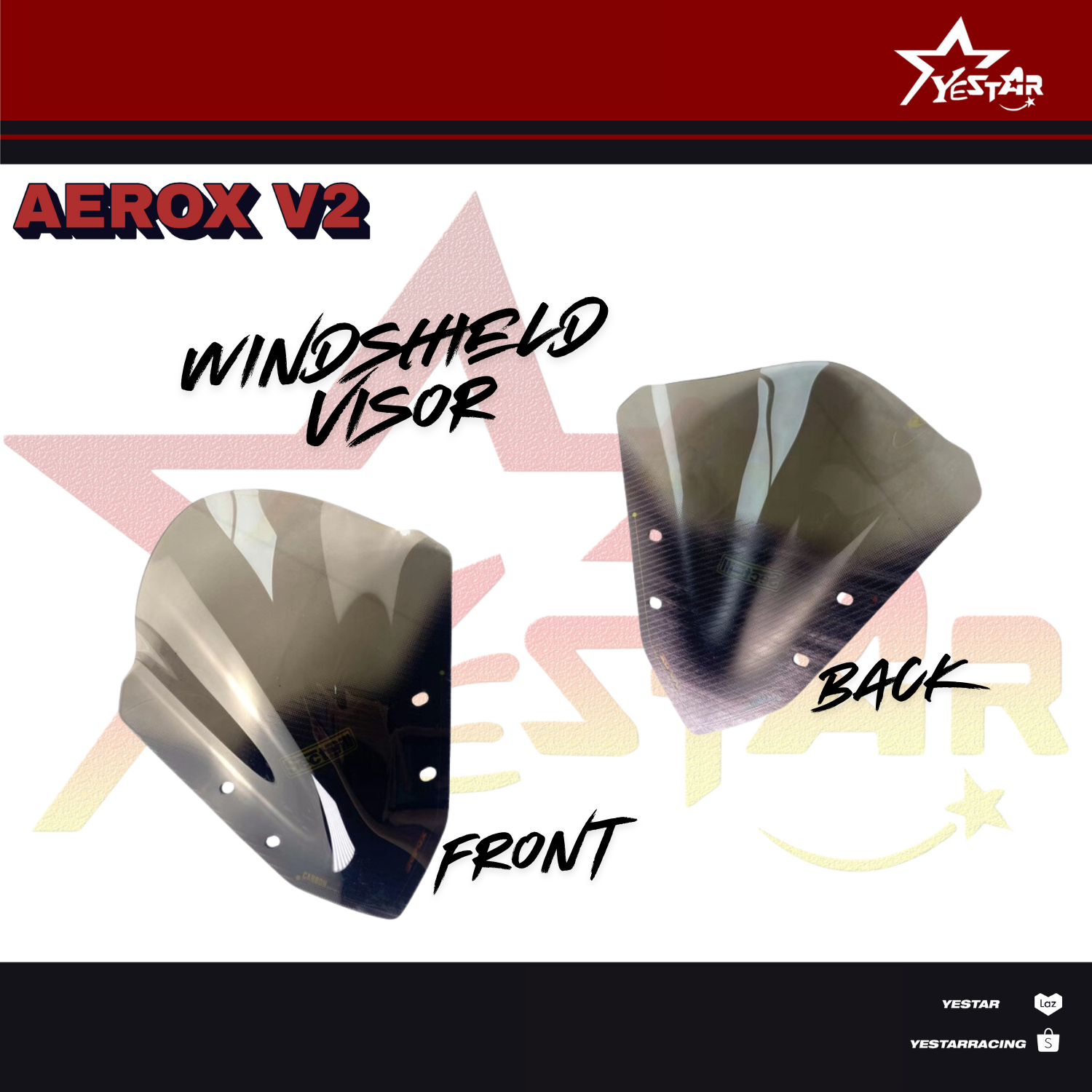 Yestar Yamaha Aerox v2 Sectbill Windshield Visor Motorcycle Accessories ...