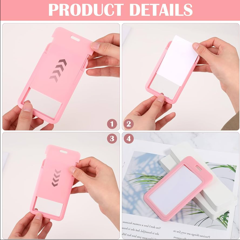 Plastic Box ID Card Holder Id Badge, Vertical, Double Sides Visible ...