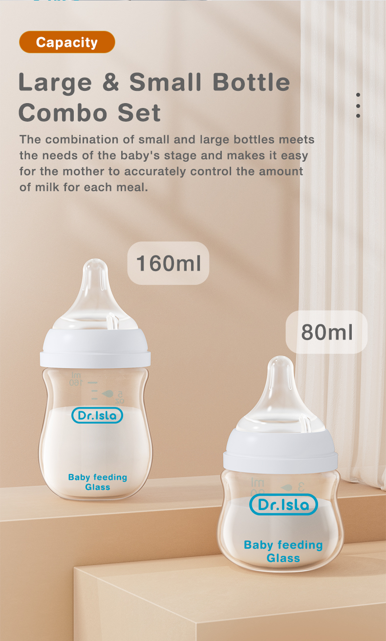 Dr.isla Baby Bottle For Newborn High Borosilicate Glass 90ML/160ML BPA ...