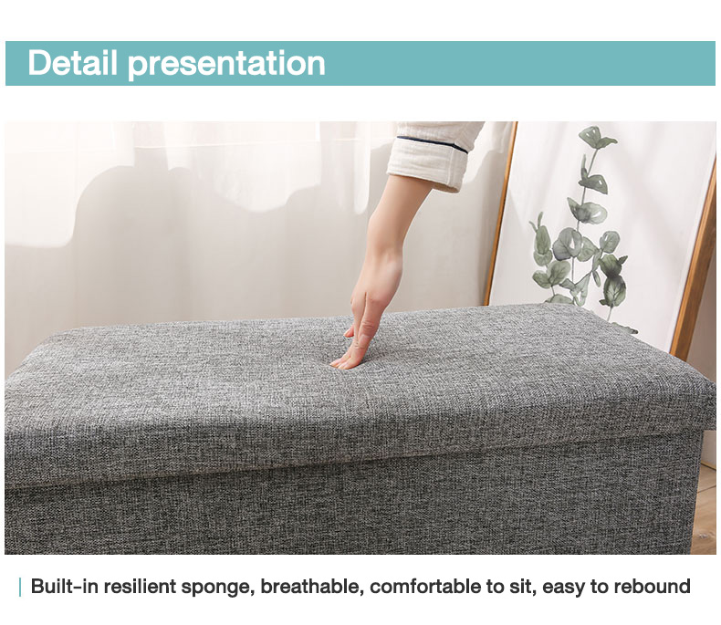 Cotton and Linen Storage Stool Sofa Storage Box Ottoman Chair Organizer ...