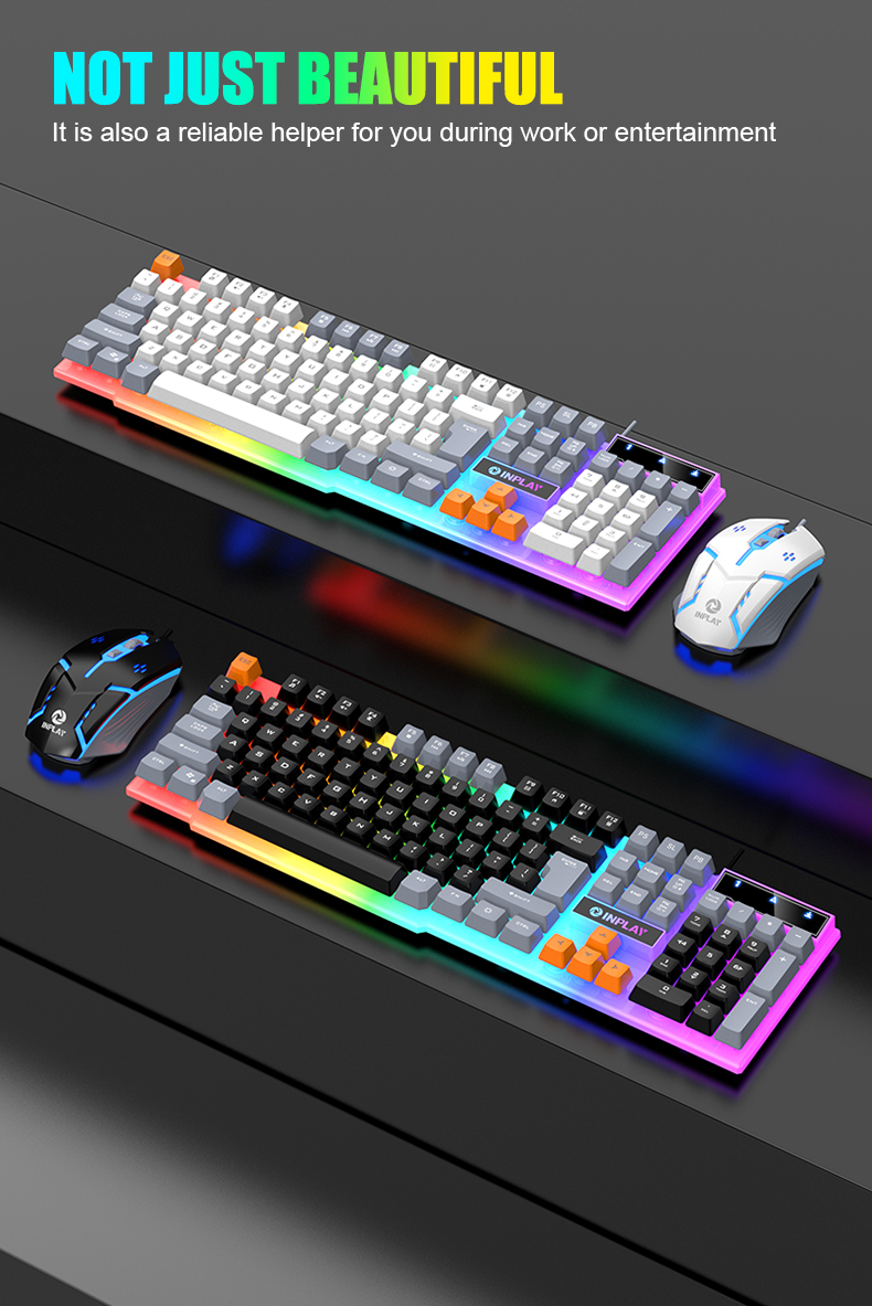 Inplay STX365 Colorful Keyboard and Mouse Set Combo Wired Gaming ...