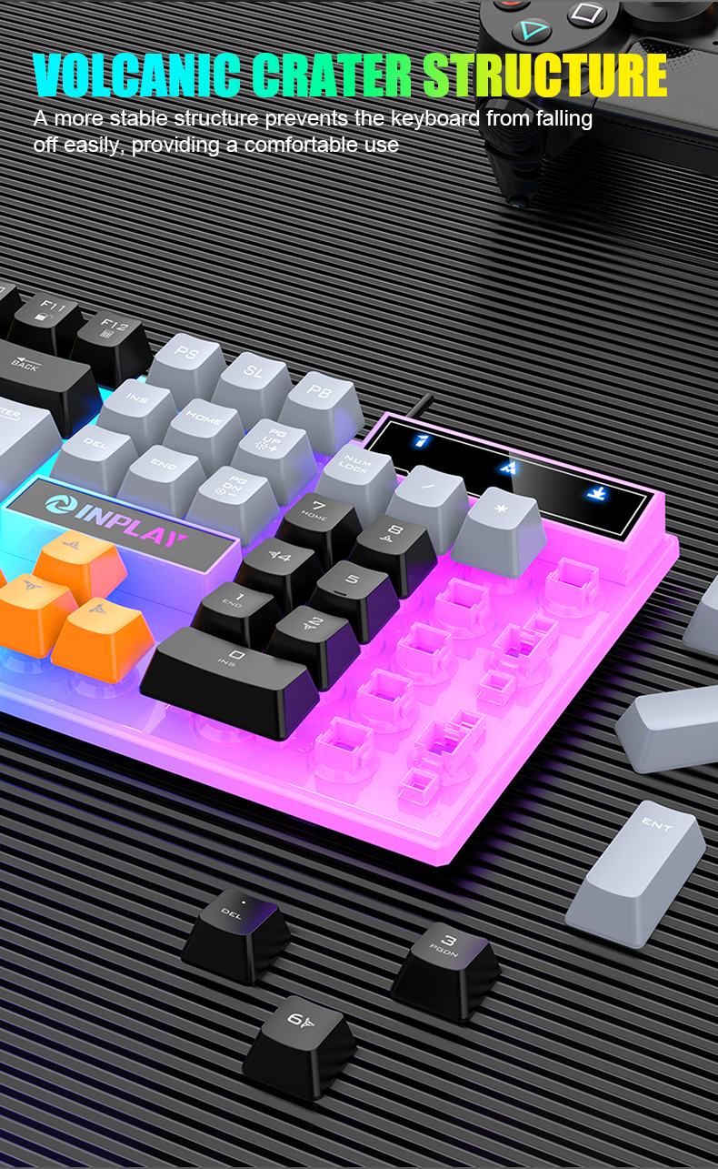 Inplay STX365 Colorful Keyboard and Mouse Set Combo Wired Gaming ...