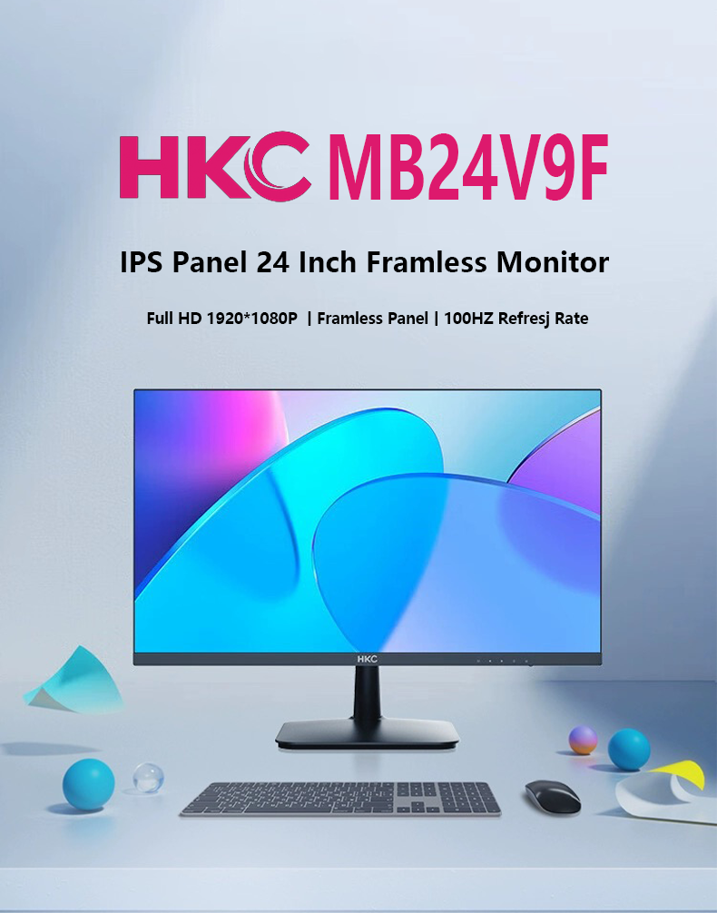 HKC 24”/27" IPS Monitor 100HZ FHD 1920*1080P Framless Flat Gaming ...