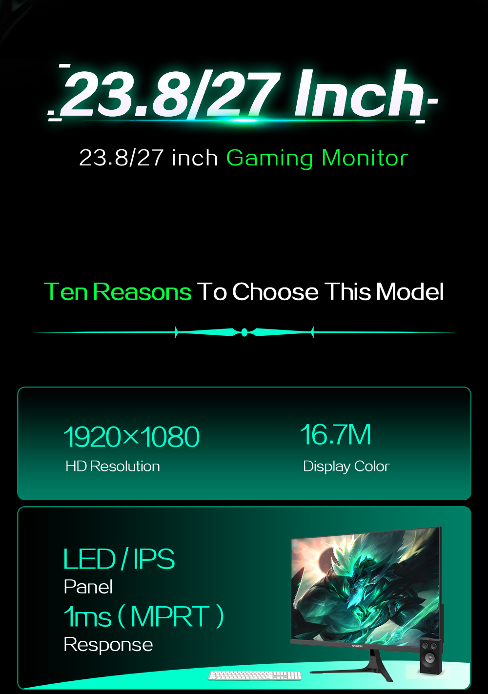 Nvision 24"/27" Gaming IPS Monitor 200HZ/240HZ Flat FHD 1ms Gaming ...