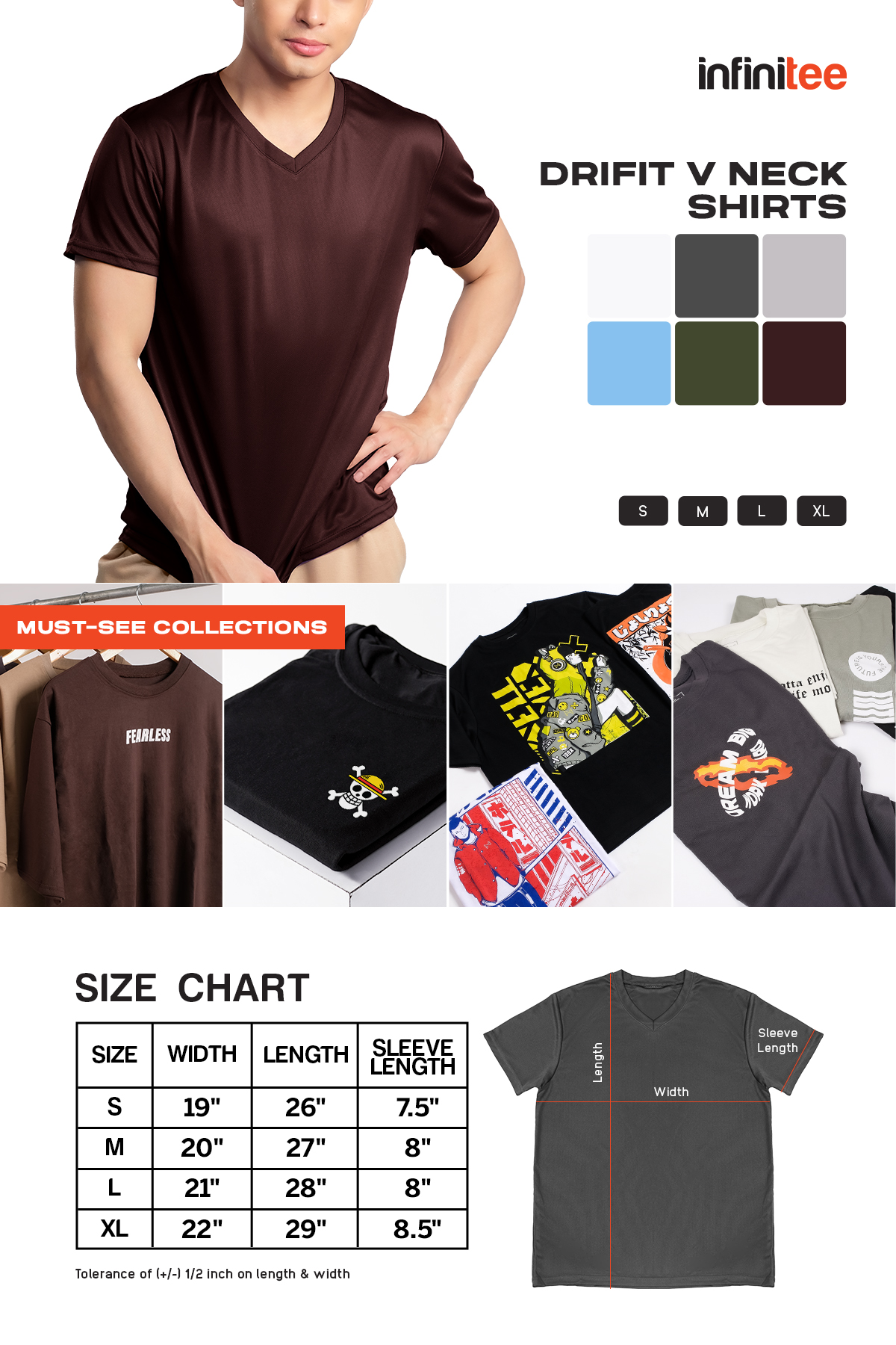 Infinitee Dri Fit Drifit V Neck T Shirt For Men Women Quick Dry Plain ...