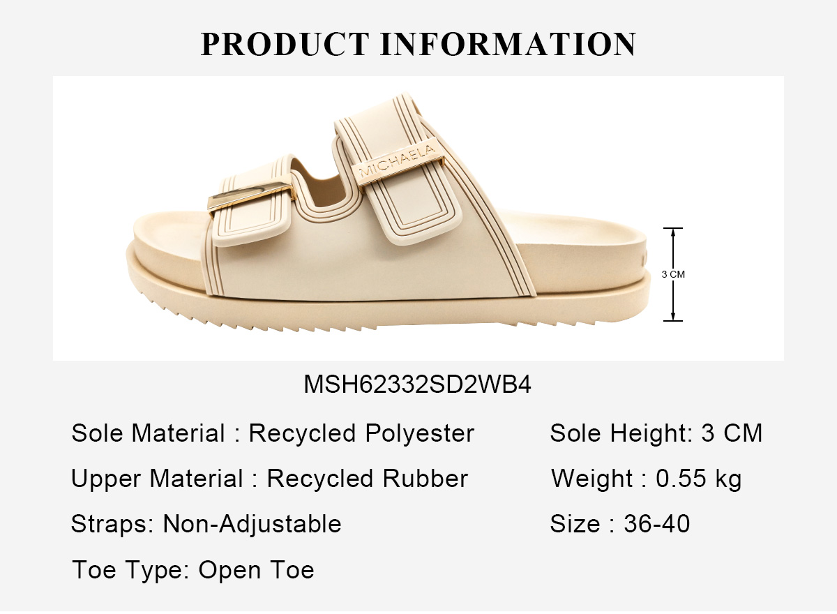 MICHAELA Chic Flat Sandals Soft Comfy Waterproof Slip-On Chunky Slide ...