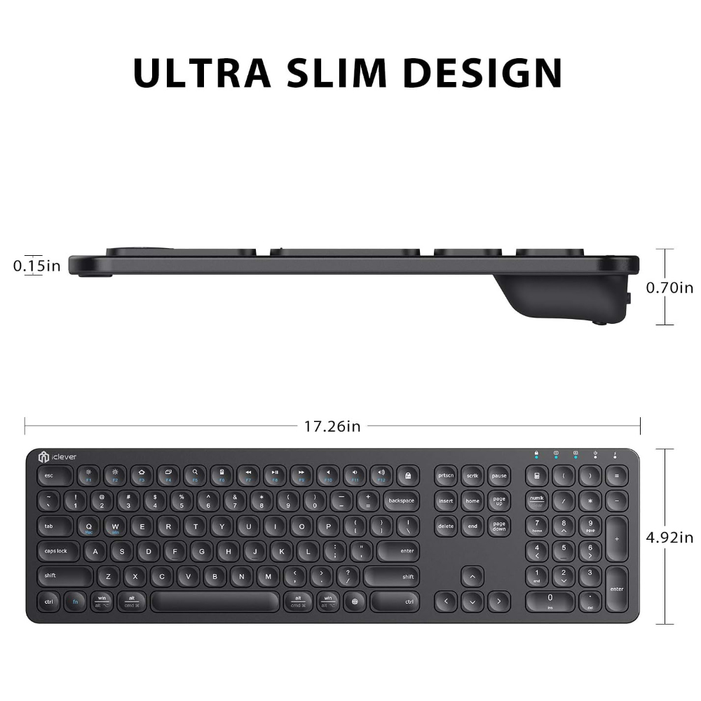iClever GKA38B 110 Keys 280mAh 2.4Ghz Wireless Keyboard w/ Scissor Type ...