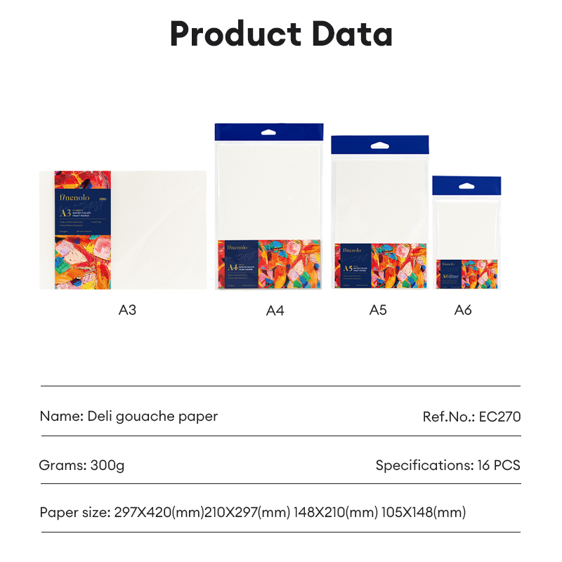 Deli A4/A5/A6 Watercolor Drawing Paper 16 Sheets/Bag 300 gsm Hot Cold ...