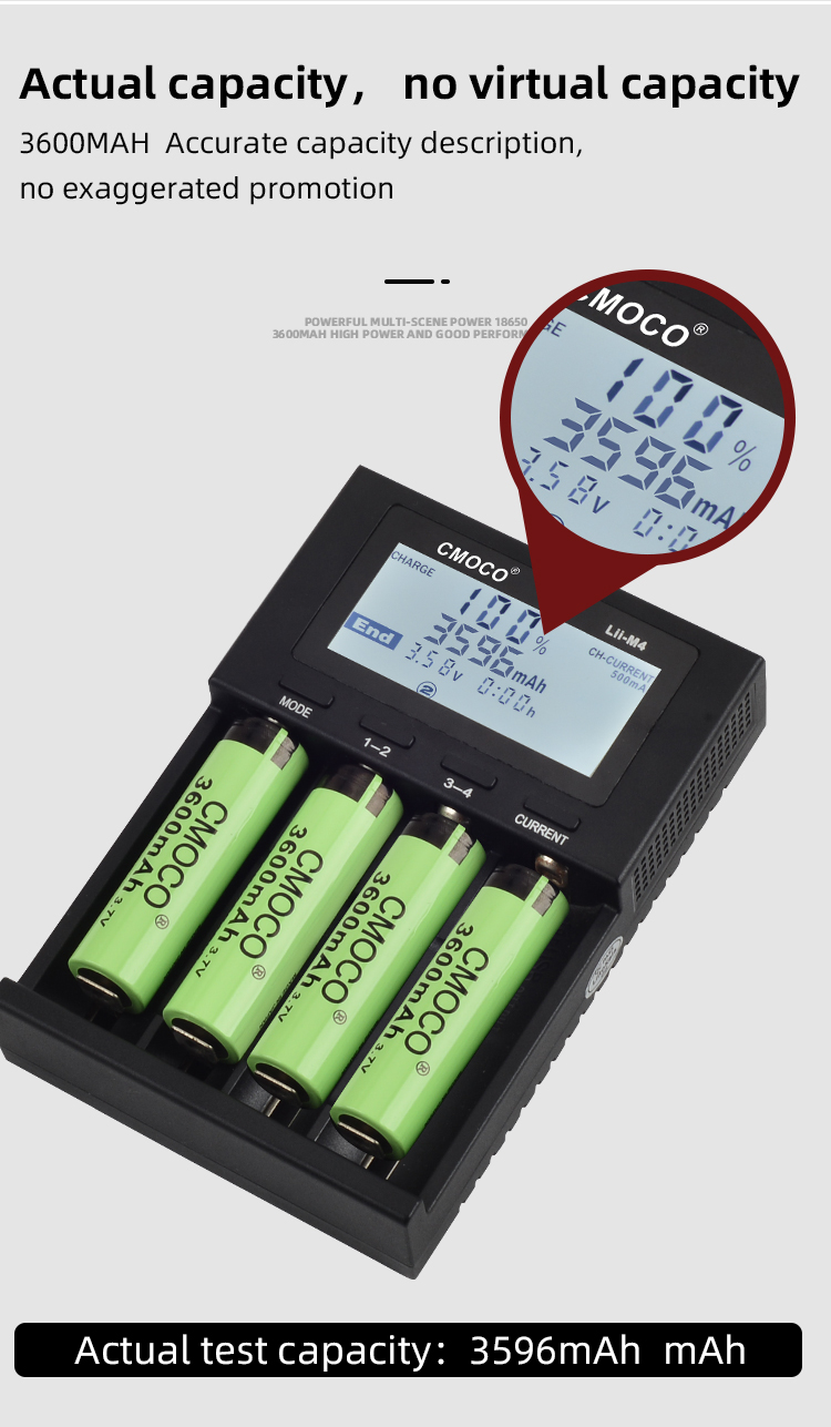 2PCS CMOCO 18650 Battery 3000 3600mAh Flashlight Battery Li-ion 3.7V ...