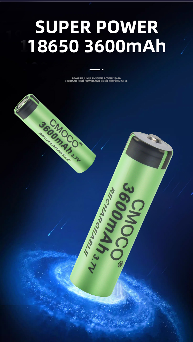 2PCS CMOCO 18650 Battery 3000 3600mAh Flashlight Battery Li-ion 3.7V ...