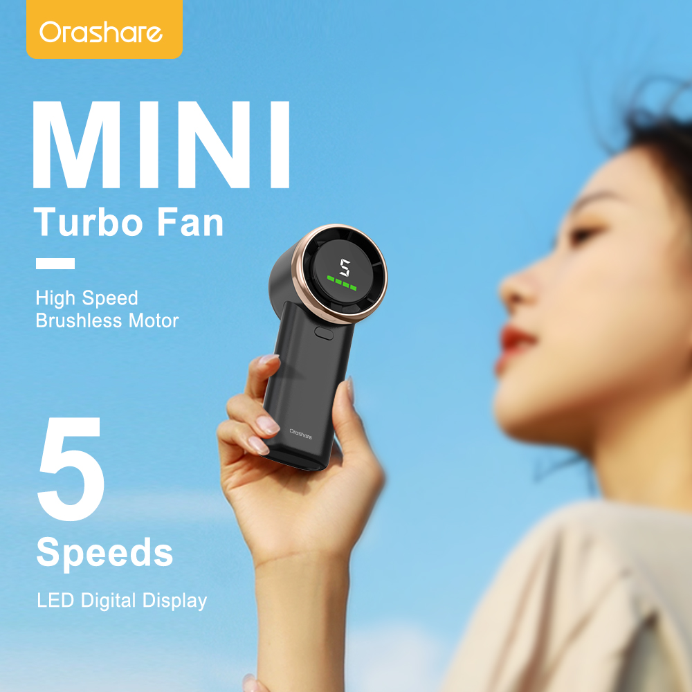 Orashare HF03 4000mAh Portable Handheld Fan High Speed Turbo Fan 5 ...