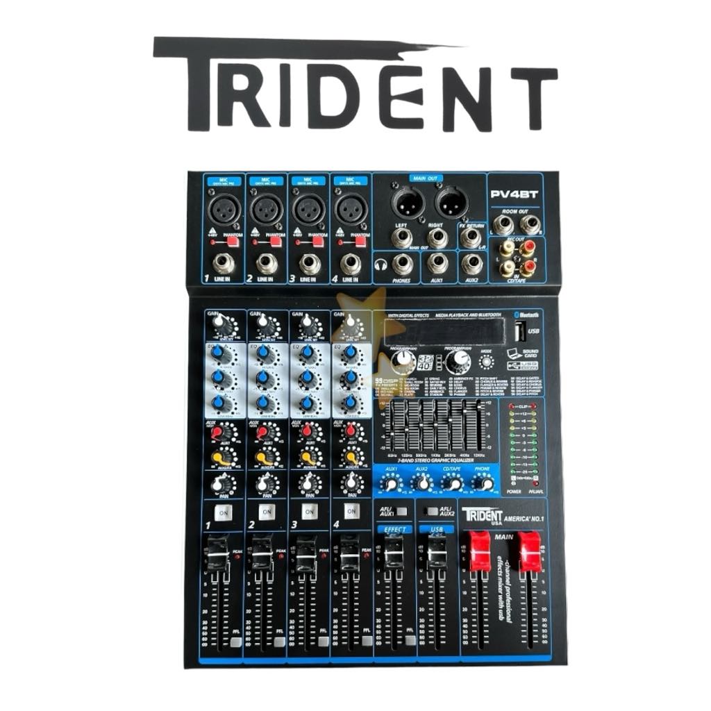 Trident PV6 BT 6 channel passive mixer with built in sound card ...