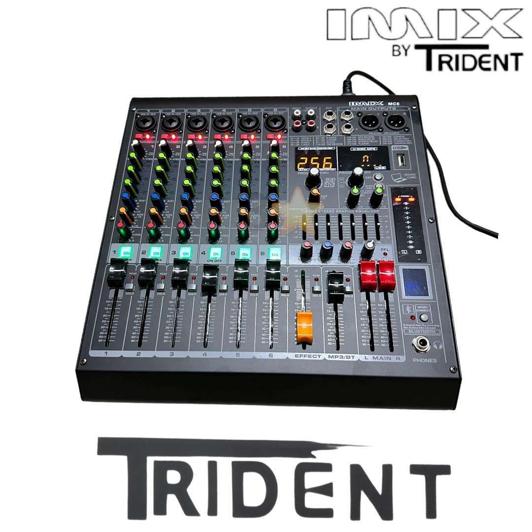 IMIX By Trident Audio Mixer MC Curve Series with 4 / 6 / 8 AUX USB BT ...