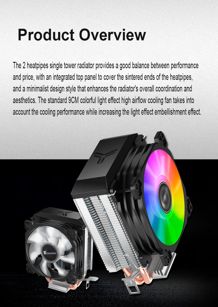 Jonsbo CR1200E Tower RGB CPU Cooler Fan 4 Heatpipes PWM 3Pin Cooling ...